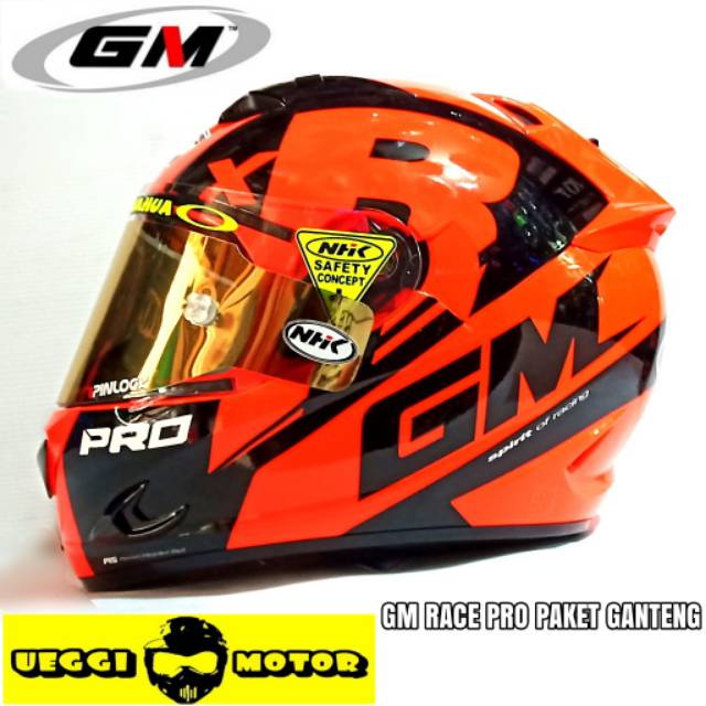 Helm GM Full face Race Pro Paket Ganteng - helm GM paket ganteng ...