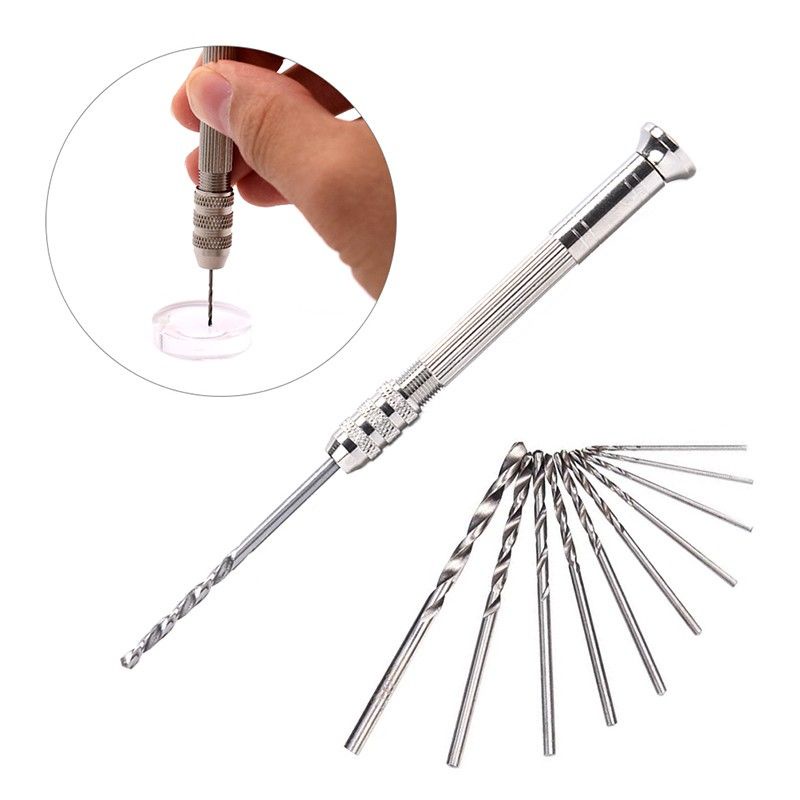 Jual Bor Manual set 10pcs Mata Bor Mini Pen Hand Drill Bor Pelubang ...