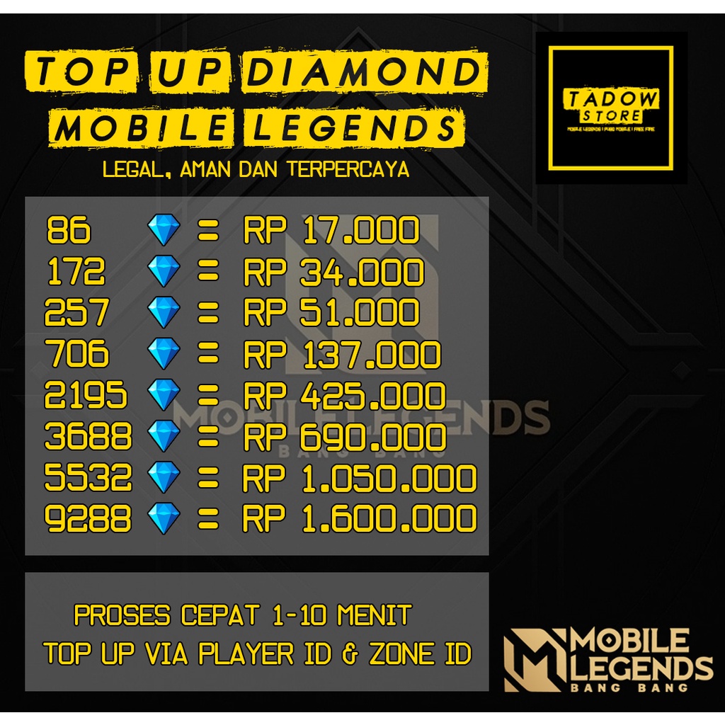 Jual TOPUP DIAMOND MOBILE LEGENDS TOP UP DM MLBB MOBILE LEGENDS ...