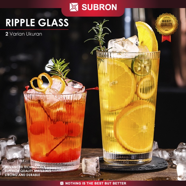 Jual SUBRON Gelas Kaca Tinggi Ripple 250ml 380ml Highball Glass Mojito ...