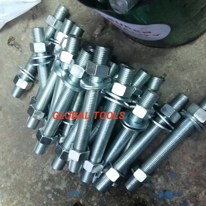Jual Stud bolt galvanis m22 x 200 full set WP dan mur not hilti sanko ...