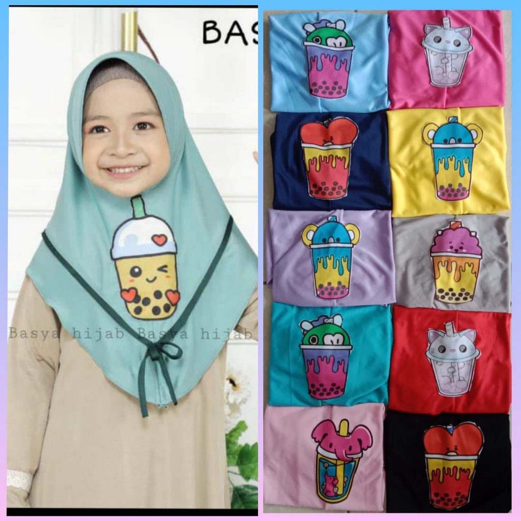Jual PROMO !!! Hijab Boba Anak Viral / Hijab Jilbab Anak Motif Boba Lis ...