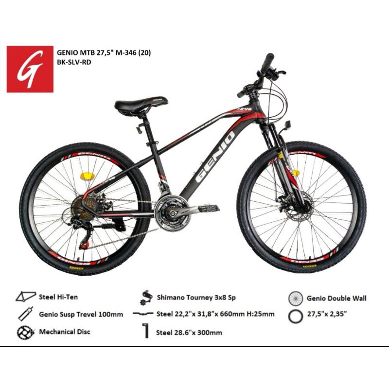 Jual Sepeda MTB 27,5 Genio M 346 Shimano 24 Speed Murah / Sepeda Gunung 27,5 Genio M 346 Shimano ...