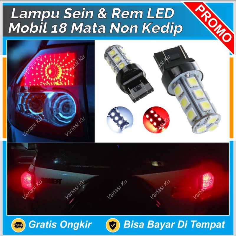 Jual LAMPU REM LED T20 MOBIL NON FLASH POWER BRIGHT 18 MATA: BRIO ...