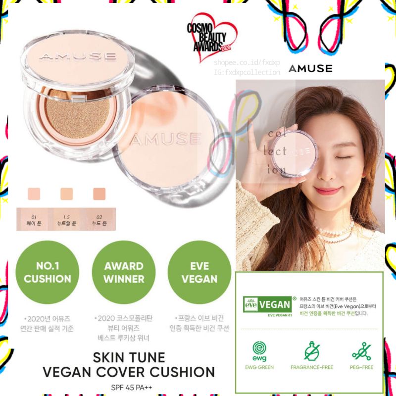 Jual AMUSE Skin Tune Vegan Cover Cushion 15g (Foundation Single Product ...