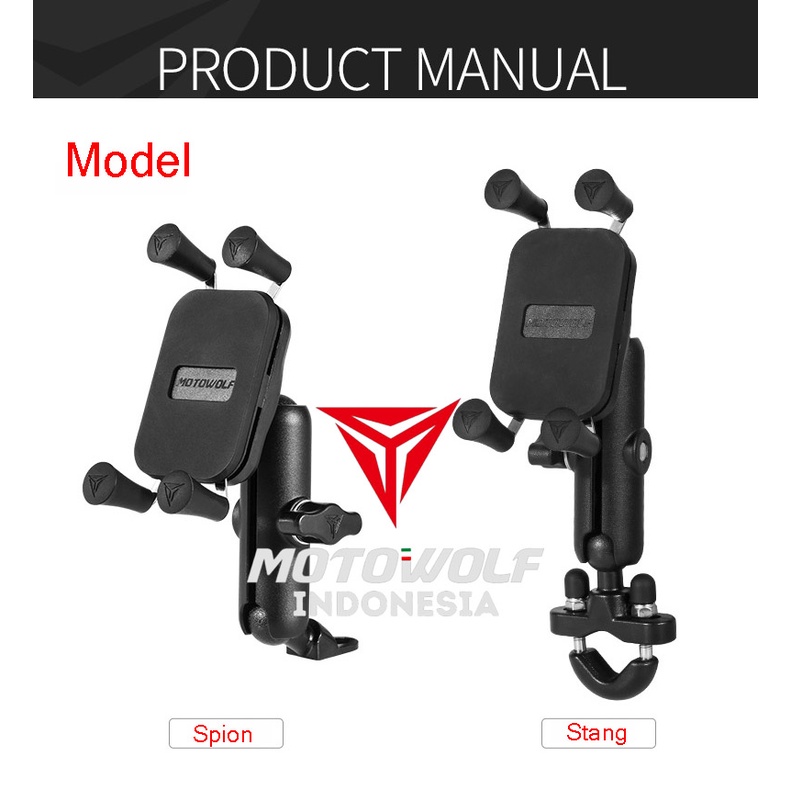 Jual Mobile Phone Holder Motowolf Jepit Spion Stang Motor Universal 2815 | Shopee Indonesia