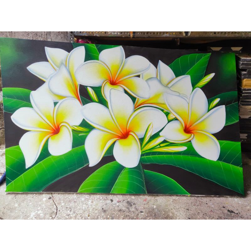 Jual hiasan dinding lukisan bunga kamboja putih Bali termurah | Shopee ...