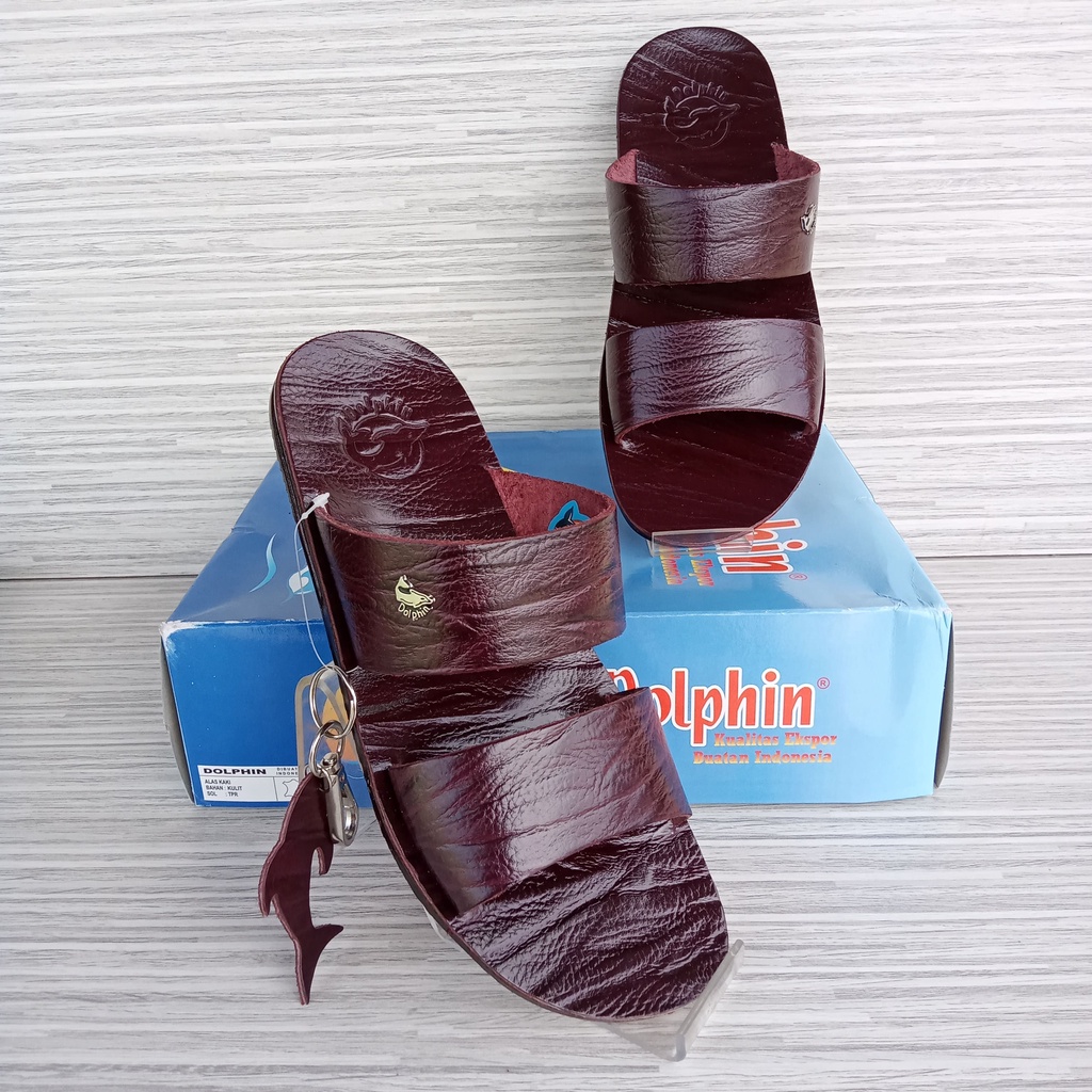 Jual Dolphin criss sandal slide pria kulit asli original sandal pria ...
