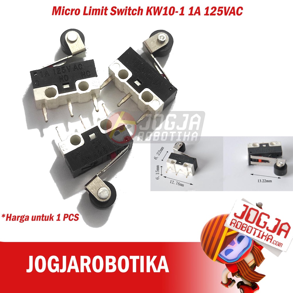 Jual Micro Limit Switch with Roller Roda KW10-1 1A 125VAC 125 V ...