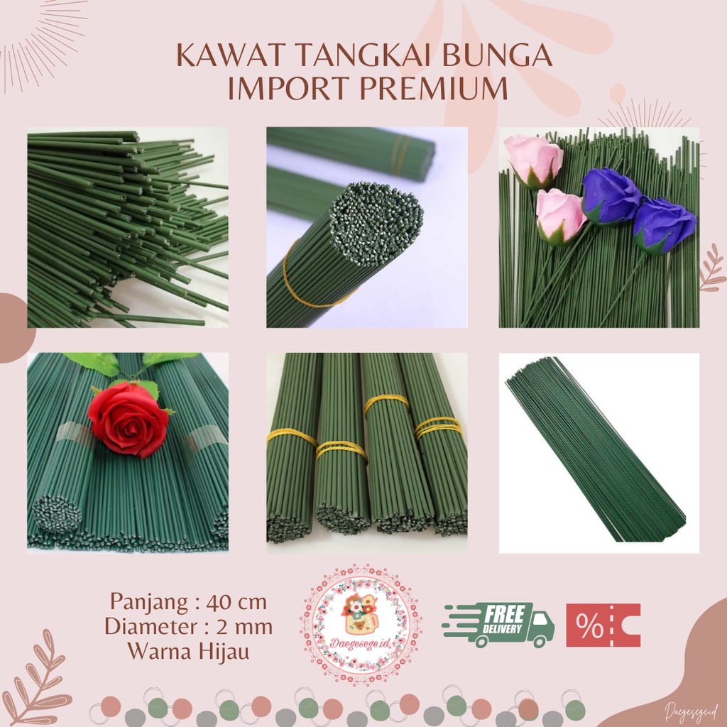 Jual KAWAT TANGKAI BUNGA TEBAL 2MM IMPORT PREMIUM TANGKAI BUNGA ...