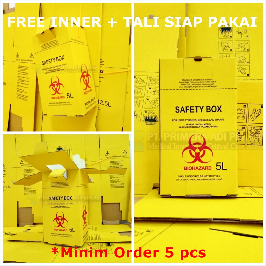 Jual Safety Box 5 Liter Biohazard Medis Inner+Tali Tempat Limbah Medis | Shopee Indonesia