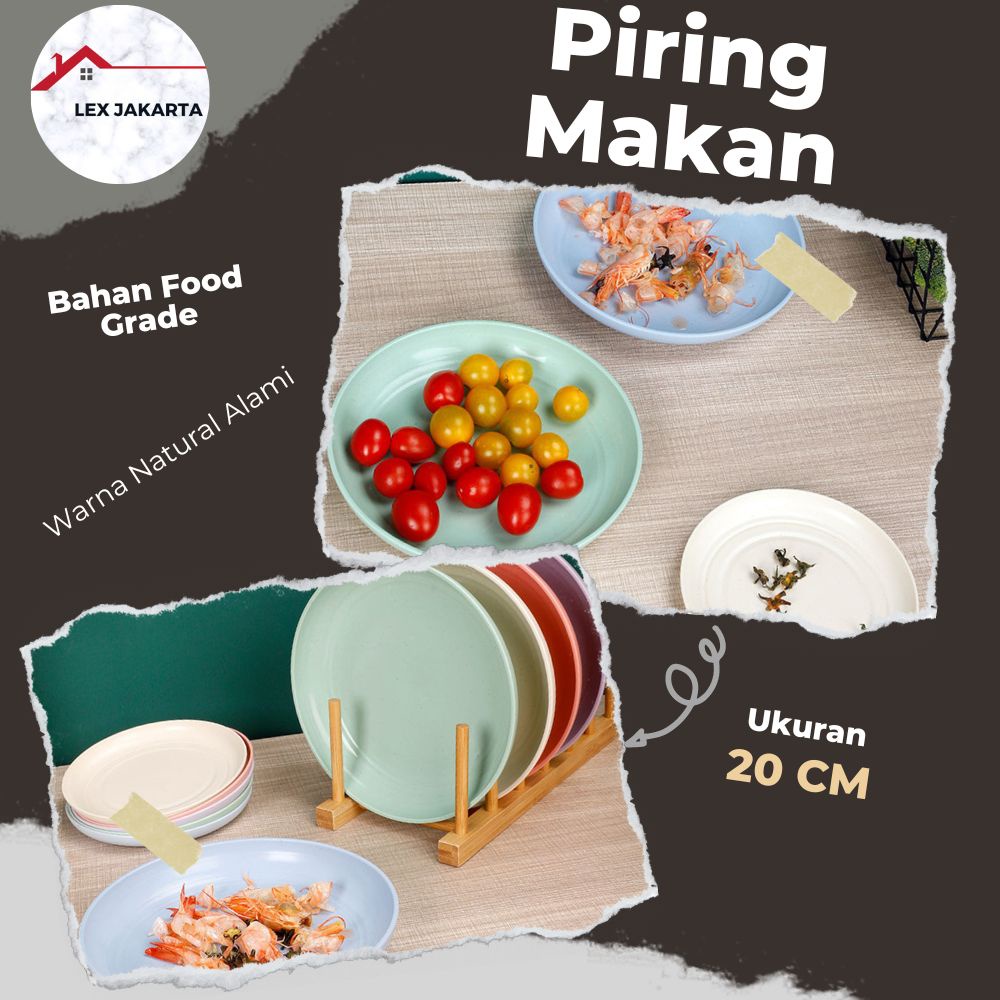Jual LEXJAKARTA Piring Makan Saji / Bahan Serat Gandum / Round Plate ...