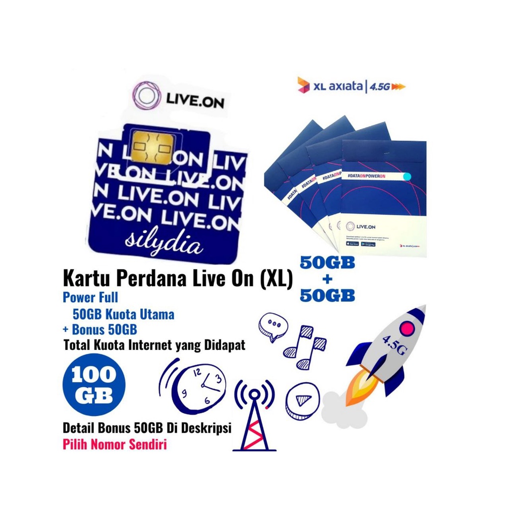 Jual Live On XL 50GB + 50GB + 1GB 30 Hari Kartu Perdana | Shopee Indonesia