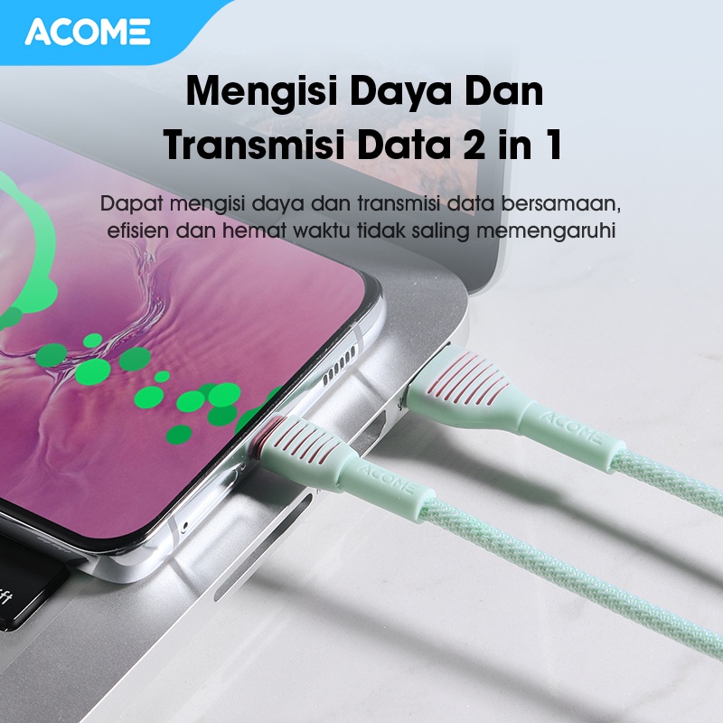 ACOME Kabel Data Type-C 1 Meter 2 Meter cable AiC Fast Charging Garansi ...