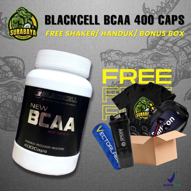 Jual BCAA 400 Capsules Blackcell Black Cell Amino Acid BCAA Non ...