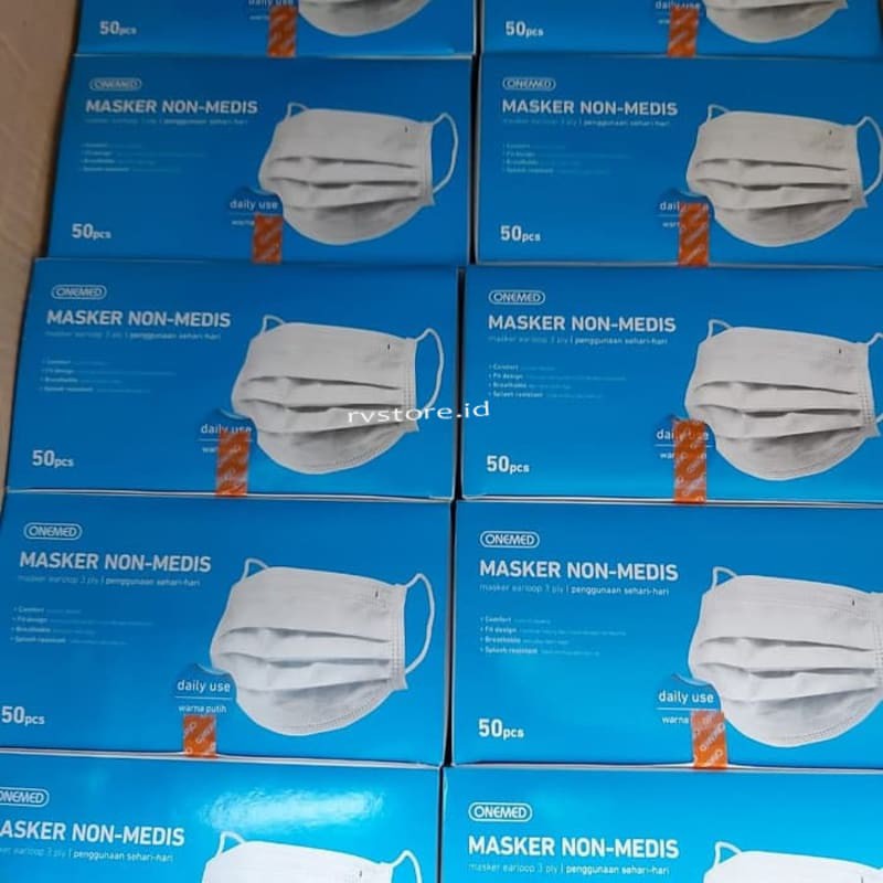 Jual MASKER ONEMED 3PLY NON-MEDIS HARGA DIATAS DPT 1 BOX ISI 50 PCS ...