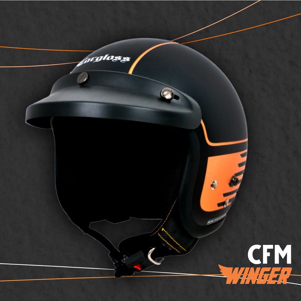 Jual Helm Cargloss Original CFM Retro Half Face - Winger Black Doff ...