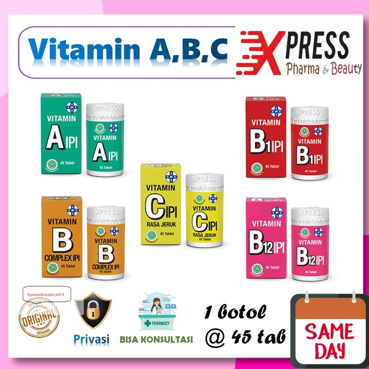 Jual XPRESS Vitamin ipi A / B1 / B12 / B complex Komplek / C Cipi Aipi B12ipi B1ipi | Shopee ...