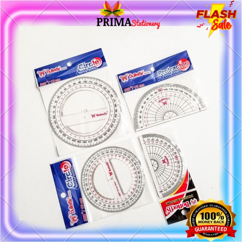 Jual Penggaris Busur Butterfly 180/360 derajat (10 cm, 12 cm) | Shopee Indonesia