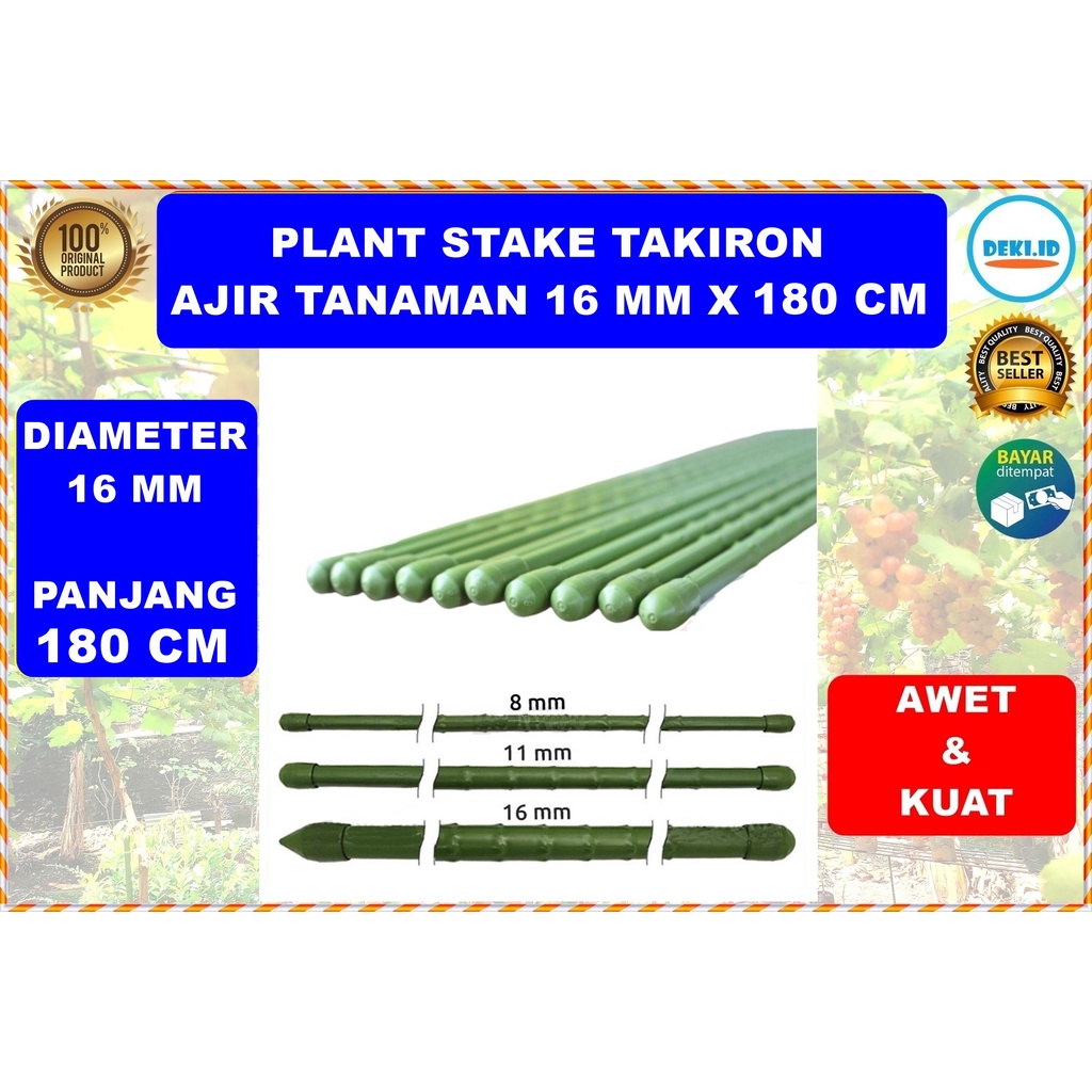 Jual Ajir Tanaman 16 mm x 180 cm Plant Stake Takiron Penyangga Turus ...
