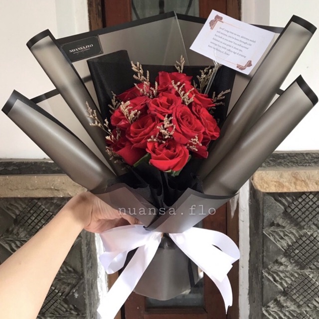 Jual Bouquet bunga mawar/ buket bunga/ buket bunga mawar merah/ buket mawar merah | Shopee Indonesia