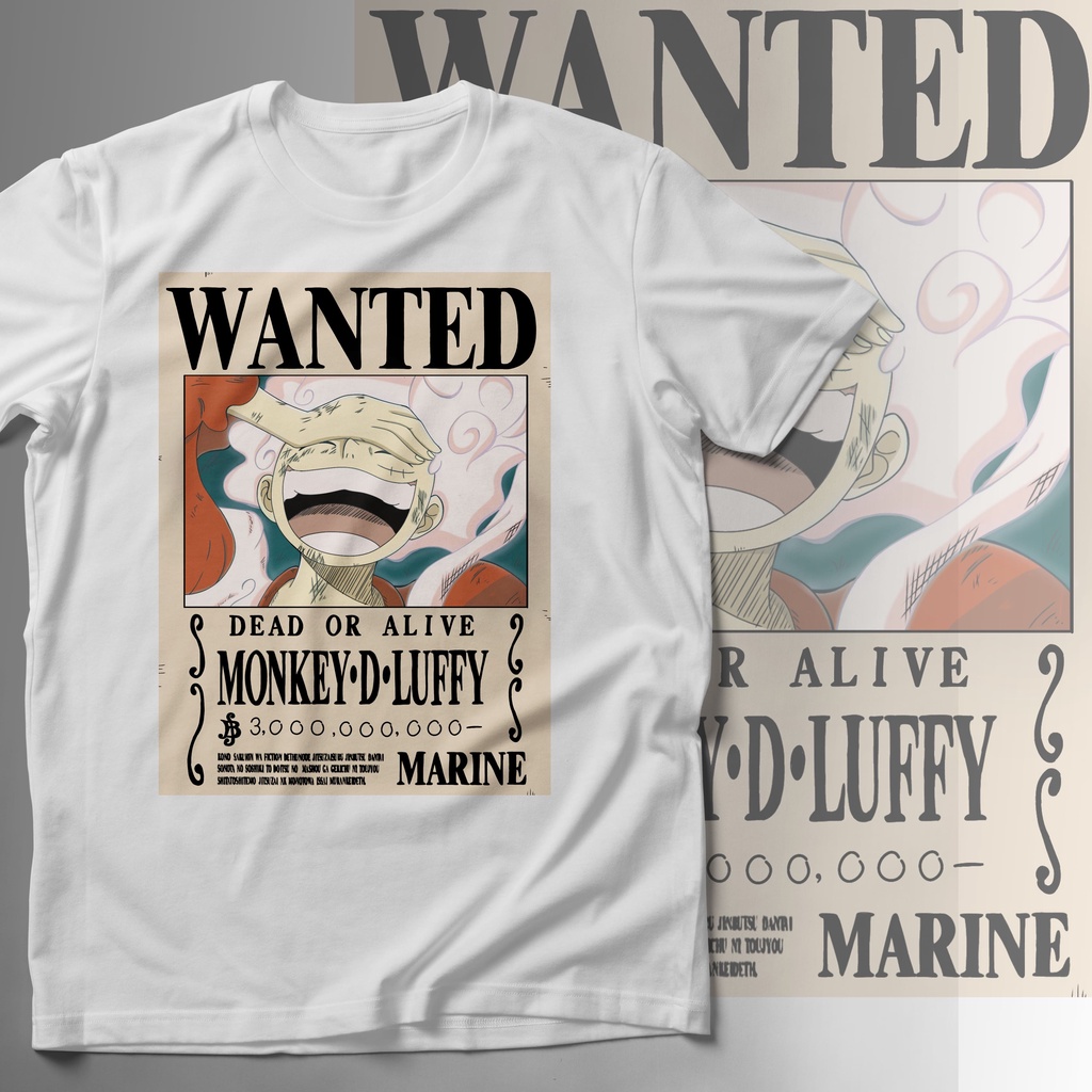 Jual Kaos Baju Anime ONE PIECE POSTER WANTED LUFFY TERBARU GEAR 5 SUN ... Jual Kaos Baju Anime ONE PIECE POSTER WANTED LUFFY TERBARU GEAR 5 SUN ...