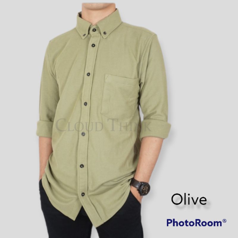 Jual kemeja premium polos pria lengan panjang | Shopee Indonesia