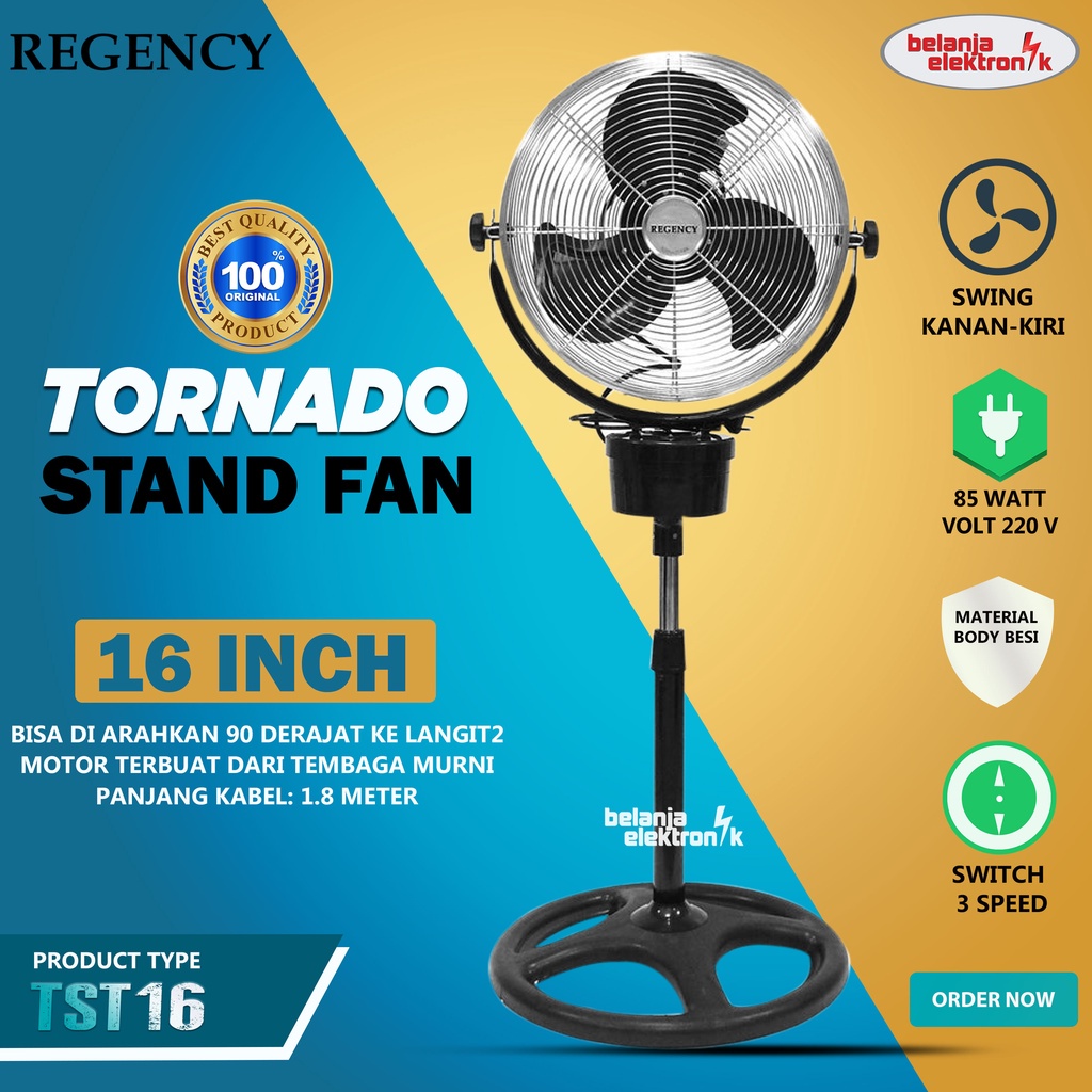 Jual REGENCY KIPAS ANGIN BERDIRI TORNADO STAND FAN 16 INCH TST 16 | Shopee Indonesia