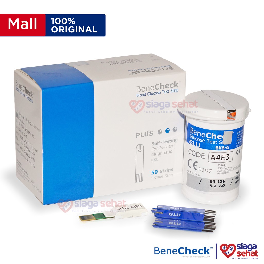 Jual Alat Cek Darah - BeneCheck PLUS Test Strip Gula Darah (Glukosa ...