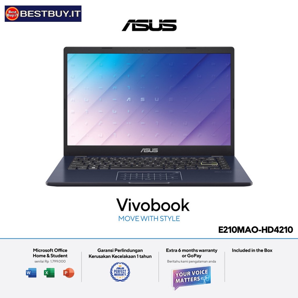 Jual LAPTOP ASUS E210MAO INTEL DUALCORE N4020 4GB 256GB 11.6" HD WIN11 ...
