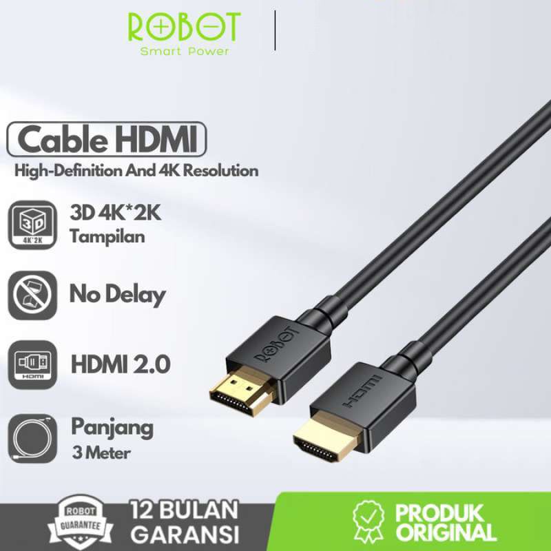 Jual Kabel HDMI Robot RFH03 Panjang 3 Meter (Definisi Tinggi Visual 4K HD, 4K/60Hz, 18Gbps ...
