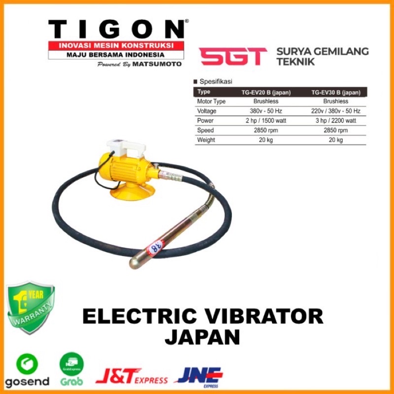 Jual Concrete Vibrator Elektrik Semen Cor Tigon Japan 2HP 380V Set Lengkap | Shopee Indonesia