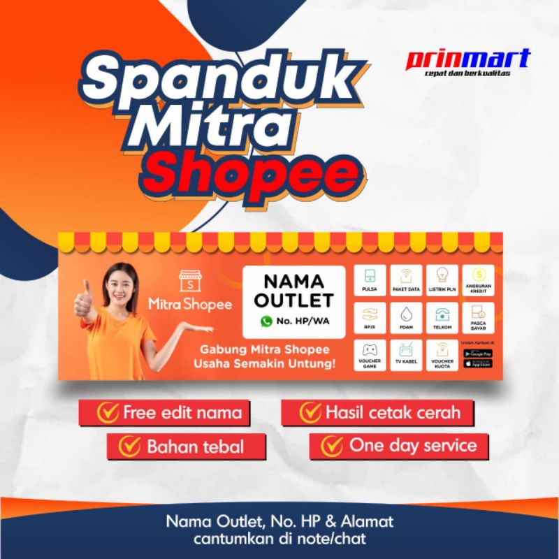 Jual Spanduk mitra shopee banner flexy china 280gsm free setting one day service free edit ...