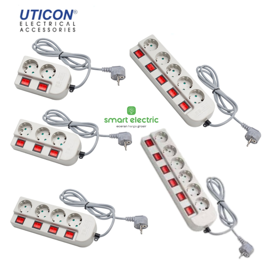 Jual Uticon Stop Kontak Arde + Saklar + Kabel 1.5 mtr Colokan Listrik ...