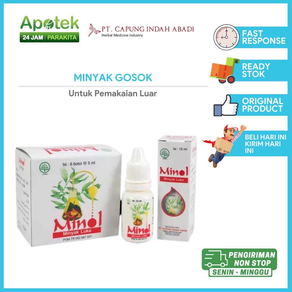 Jual Minyak Minol 15 ml sebagai antiseptik untuk luka pada kulit ...