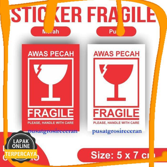 Jual Original Sticker Fragile Ditempel Di Paket Stiker Awas Pecah ...