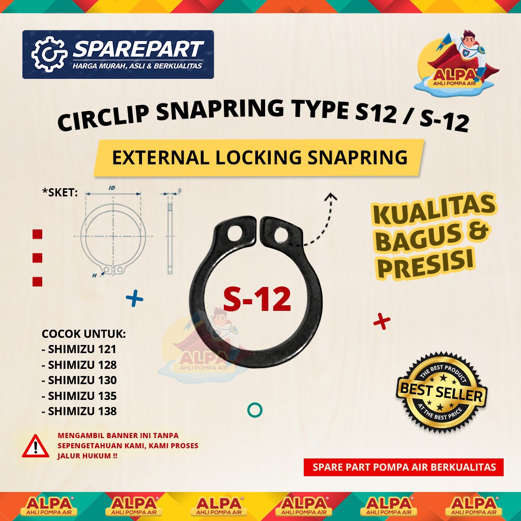 Jual SNAPRING TYPE S12 / S-12 (Pengunci Mechanical Seal / Klip ...