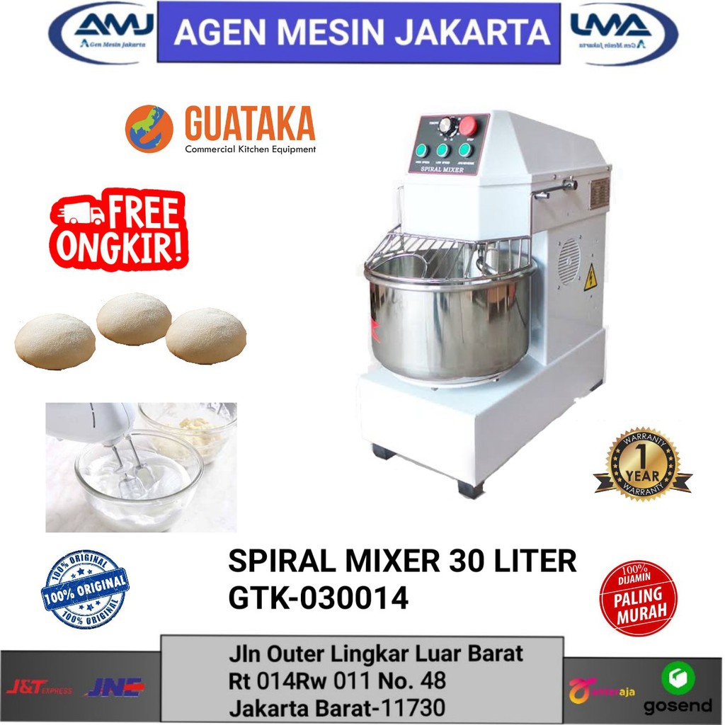 Jual Mesin Pengaduk Adonan Roti / Spiral Mixer 30Liter GUATAKA ...