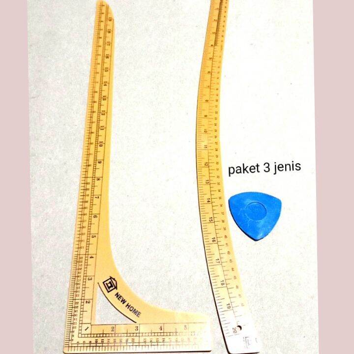 Jual penggaris pola jahit 1 set / siku besar + penggaris lengkung besar ...