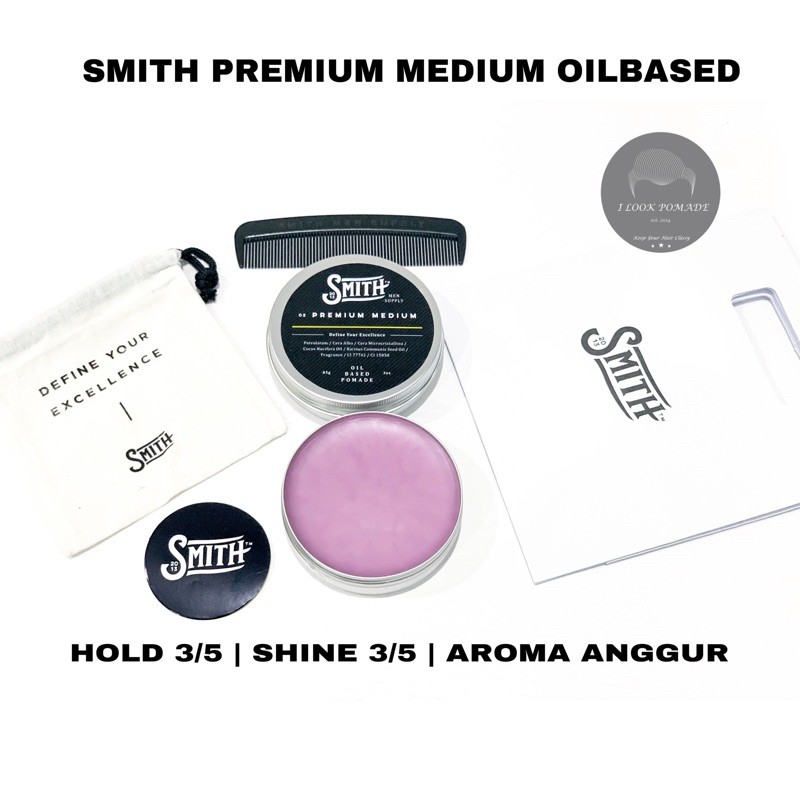 Jual POMADE SMITH PREMIUM MEDIUM OILBASED FREE SISIR, STICKER & POUCH ...