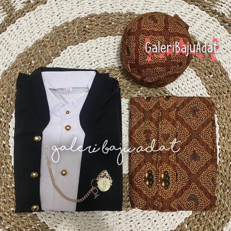 Jual Setelan Pria Baju Adat Jawa | Set Beskap, Jarik, Blangkon + Selop ...
