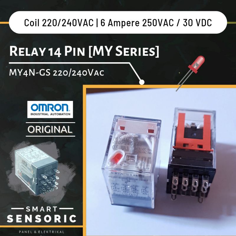 Jual Koil 220/240VAC MY4N-GS Omron Original Relay 6A Socket 14 Pin PYF | Shopee Indonesia
