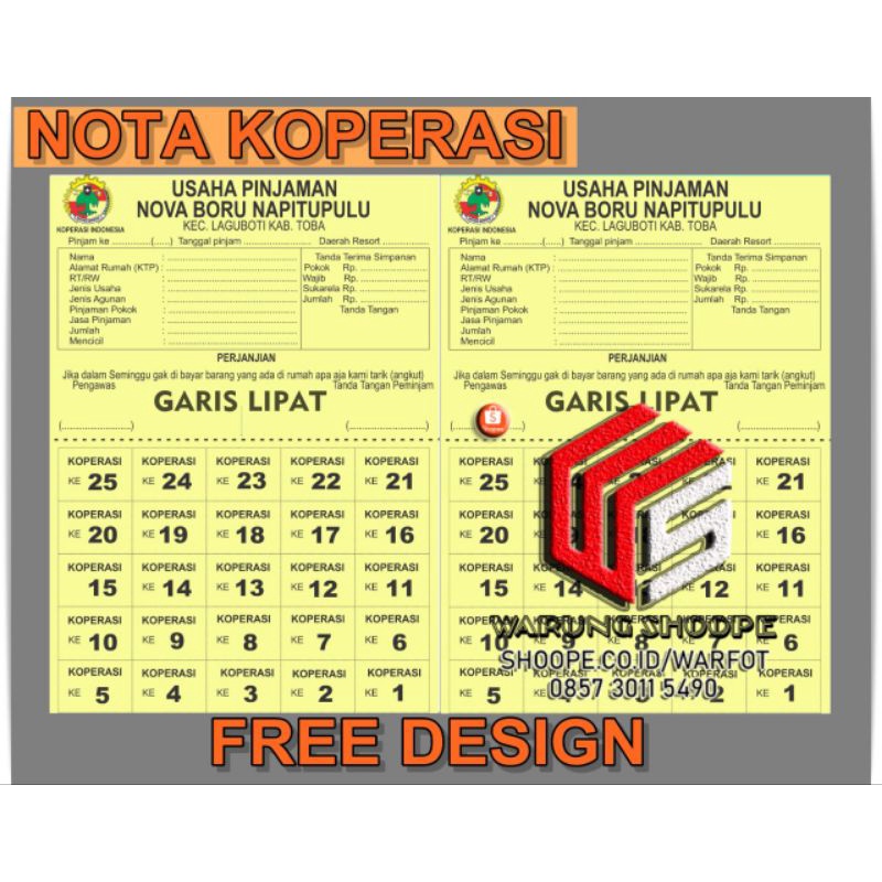 Jual kupon cicilan koperasi promis koperasi lembar koperasi kertas ...