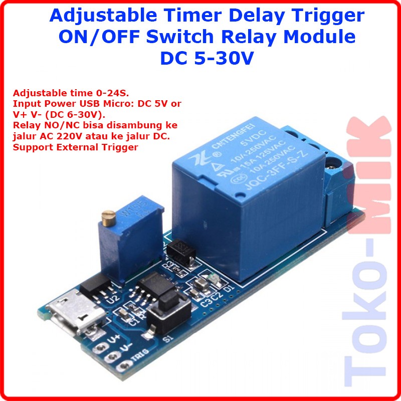 Jual Adjustable Timer Delay Trigger ON/OFF Switch Relay Module USB 5V ...