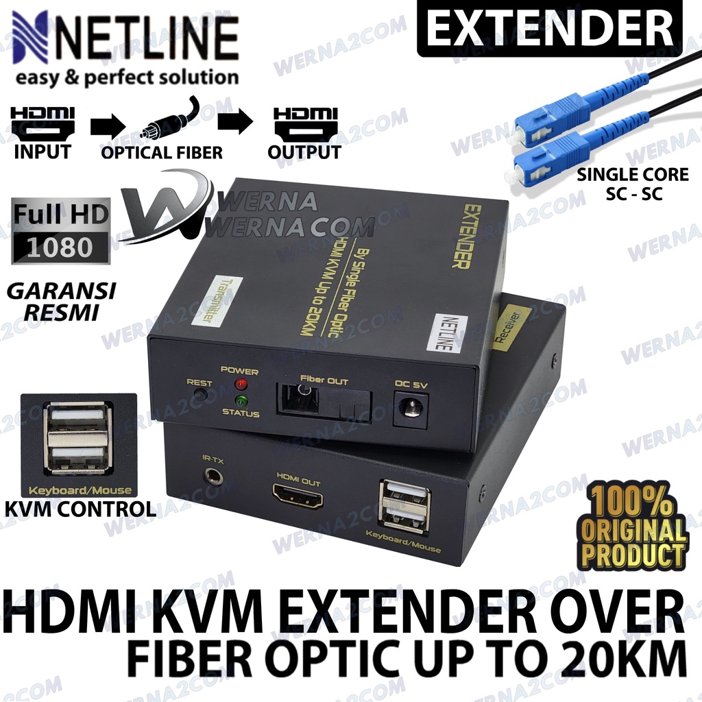 Jual HDMI KVM EXTENDER OVER FIBER OPTIC UP TO 20KM 1080P NETLINE ...