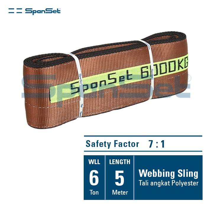 Jual SpanSet Webbing Sling 2Ply B6000-5Mtr Kapasitas 6 Ton, Panjang 5 ...