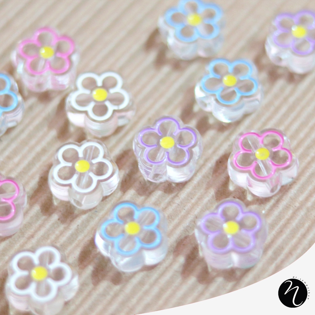 Jual Manik / Charms / Liontin Bunga Transparan 2cm Untuk Aksesoris ...