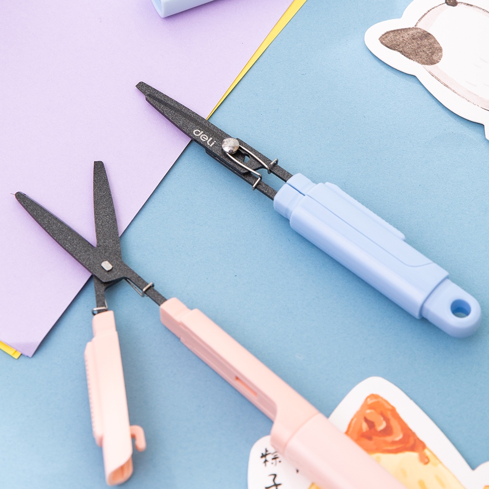 Jual Deli Portable Scissors Gunting Portabel Warna Pink Biru 77761 ...