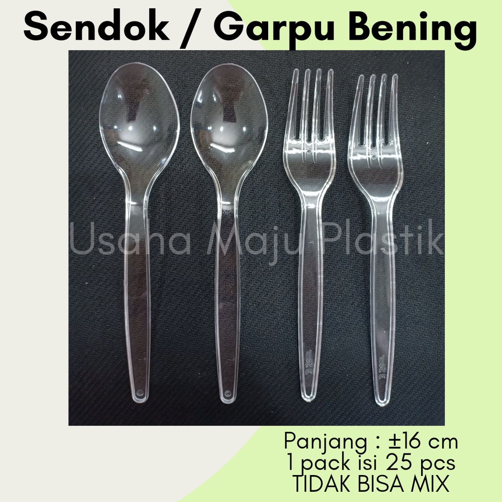Jual 25pcs Sendok Makan Bening Garpu Panjang Transparan Plastik ...