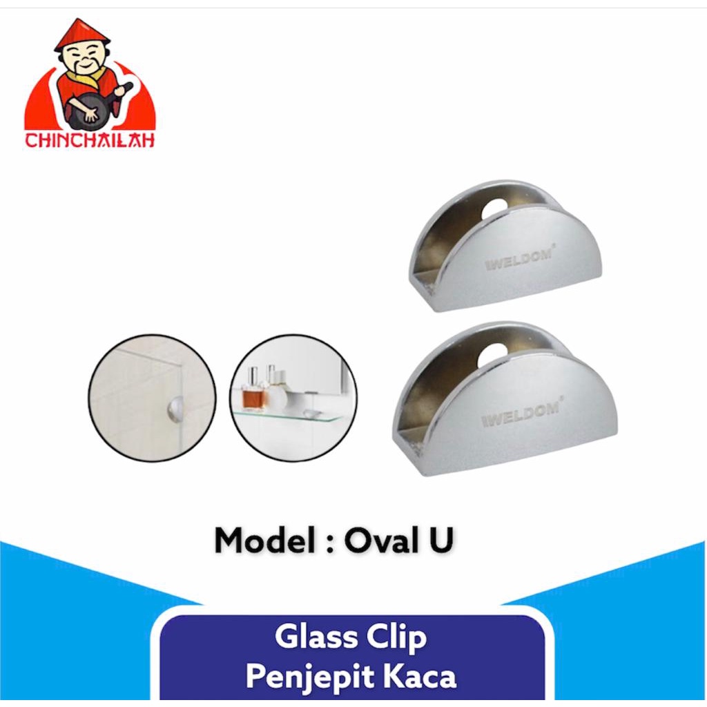Jual Glass clip / Penjepit / Jepitan kaca tembok oval U stainless ...
